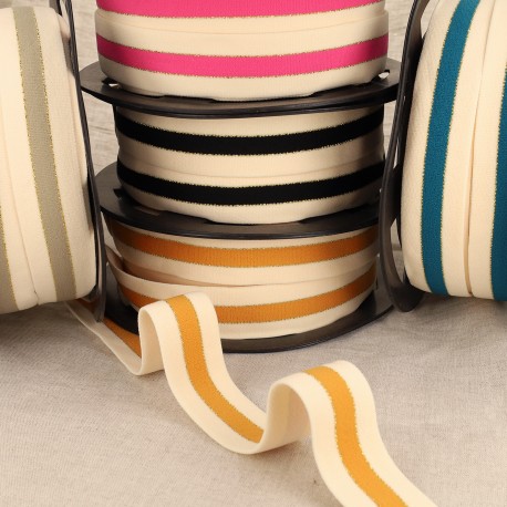 Two-tone elastic with gold and silver lines - Stephanoise mediac