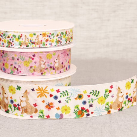 Wired ribbon with rabbits - Stephanoise mediac